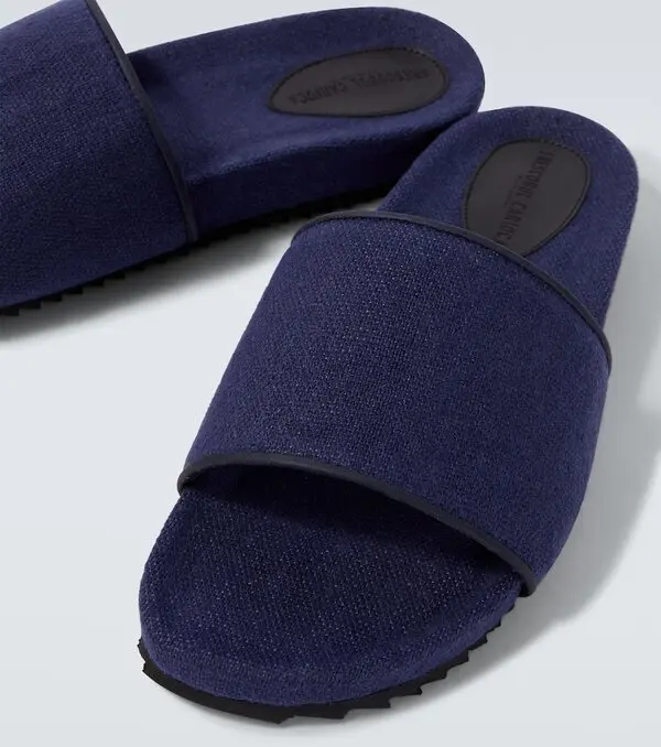 Frescobol Carioca Renato Canvas Slides - Blue