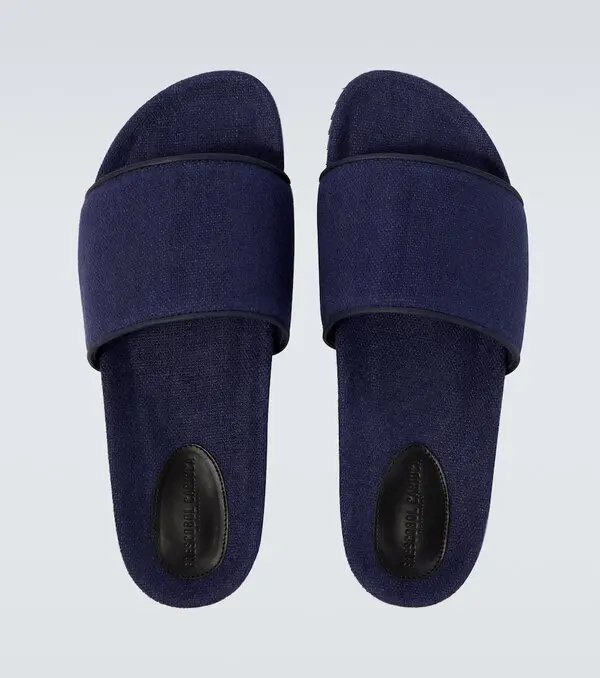 Frescobol Carioca Renato Canvas Slides - Blue