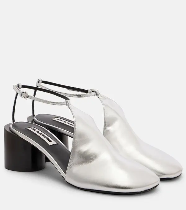 JIL SANDER Metallic Leather Pumps - Silver