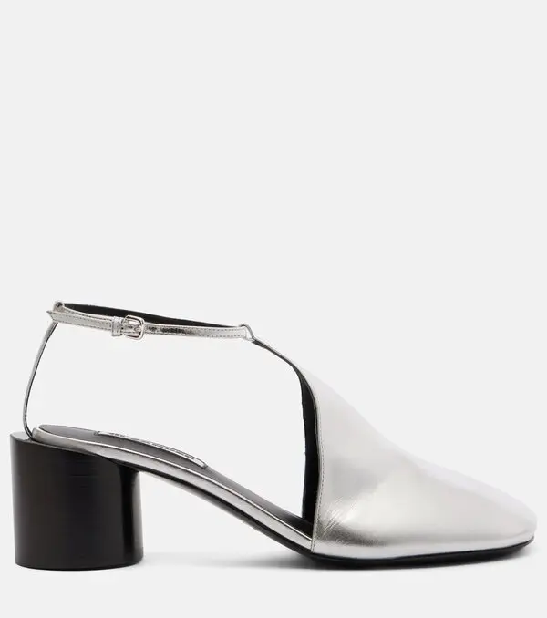 JIL SANDER Metallic Leather Pumps - Silver
