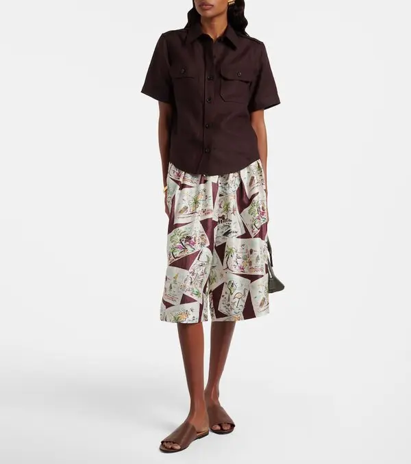 Loro Piana Emon Printed Silk Bermuda Shorts