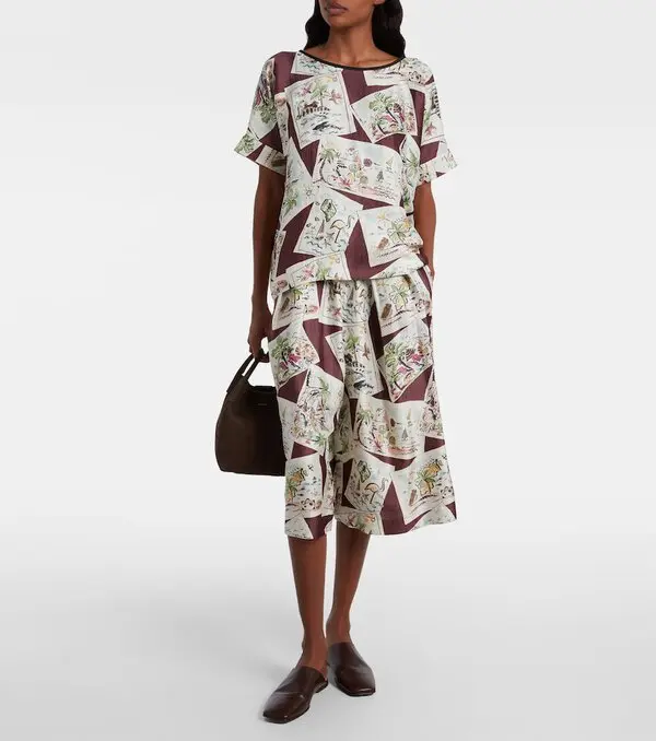 Loro Piana Emon Printed Silk Bermuda Shorts