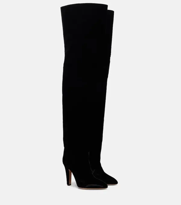 Paris Texas Velvet Elsa Over-the-knee Boots - Black