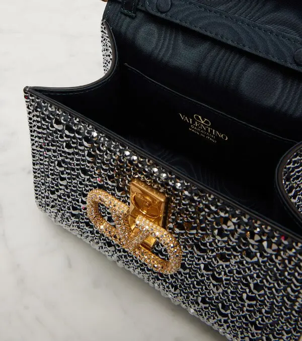Valentino Garavani V Sling Small Embellished Suede Tote
