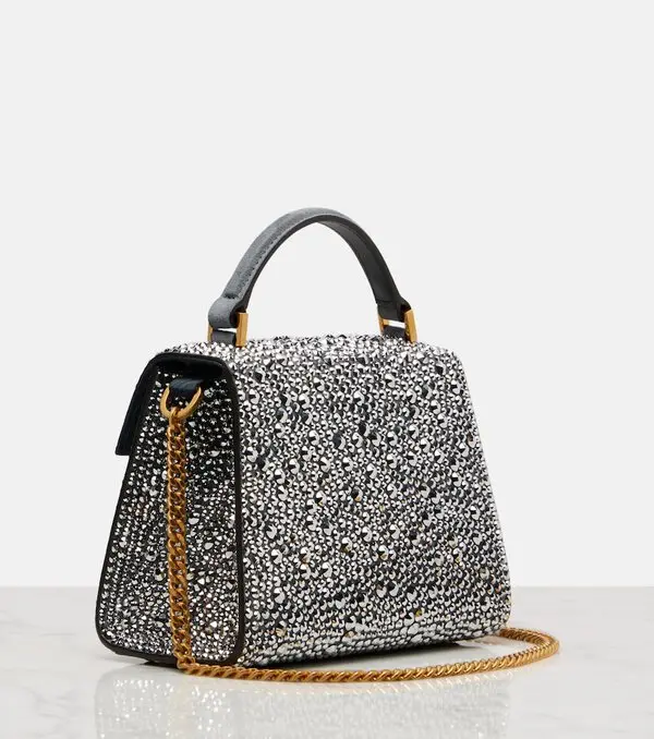 Valentino Garavani V Sling Small Embellished Suede Tote