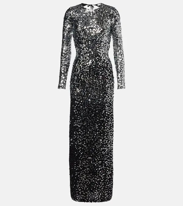 Sequin-appliqu Stretch Jersey Dress - Black