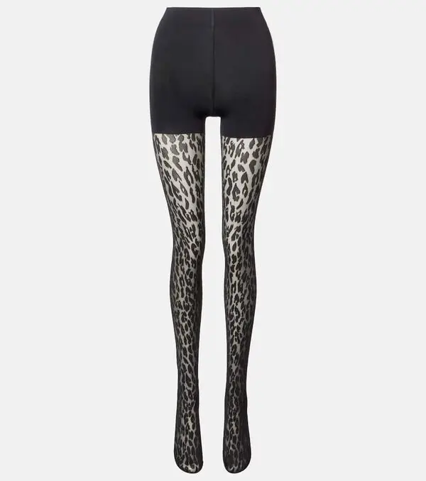 Wolford Leopard-print Tights - Black
