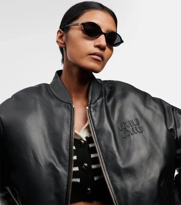 Miu Miu Round Frame Sunglasses - Black