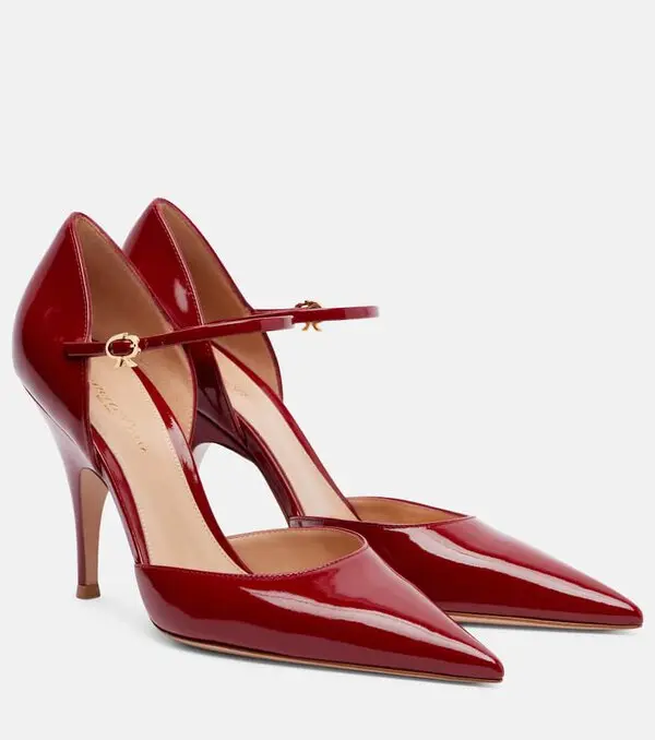 GIANVITO ROSSI 95 Patent Leather Pumps - Red