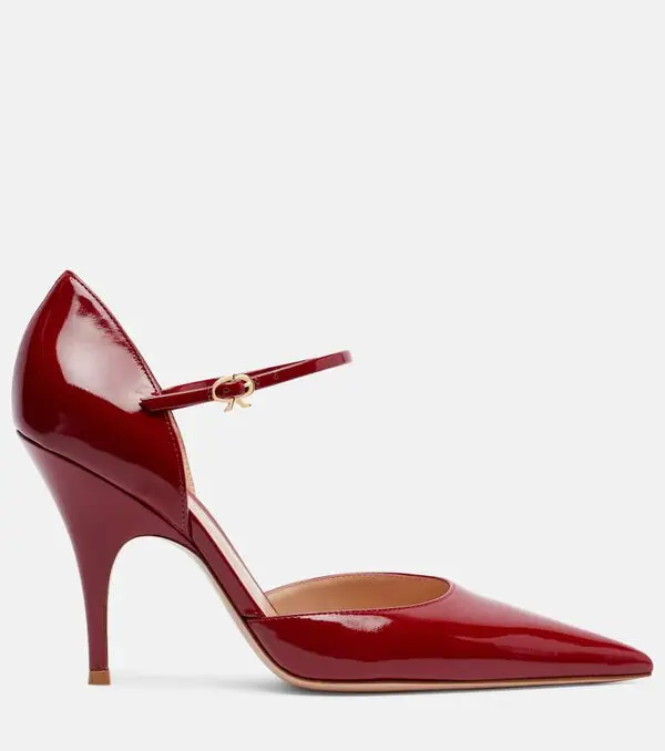GIANVITO ROSSI Sofia D'orsay Patent Leather Pumps - Red