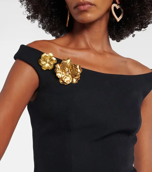 Safiyaa Belted Embellished Crêpe Maxi Dress