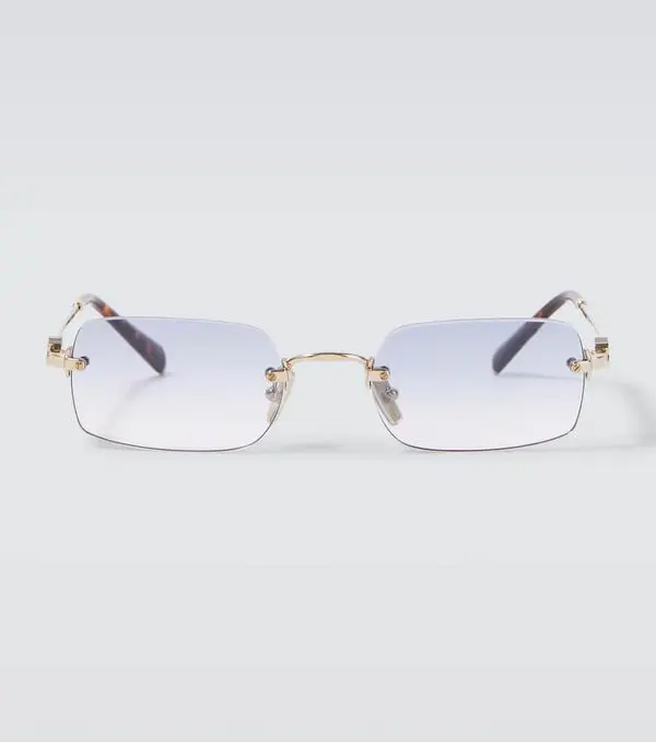 Miu Miu Logo Rectangle Sunglasses - Gold