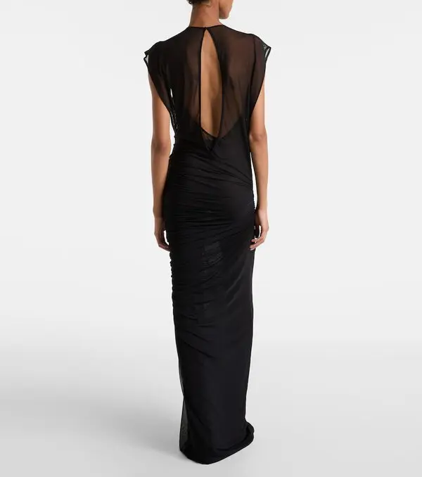 JEAN PAUL GAULTIER Logo Sequined Mesh Maxi Dress