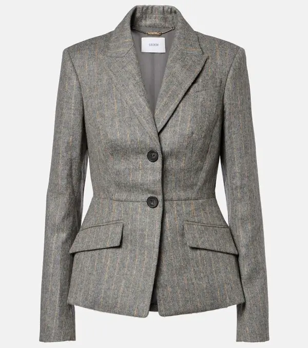 Erdem Pinstripe Wool And Mohair Blazer - Grey