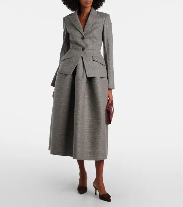 Erdem Pinstripe Wool And Mohair Blazer - Grey