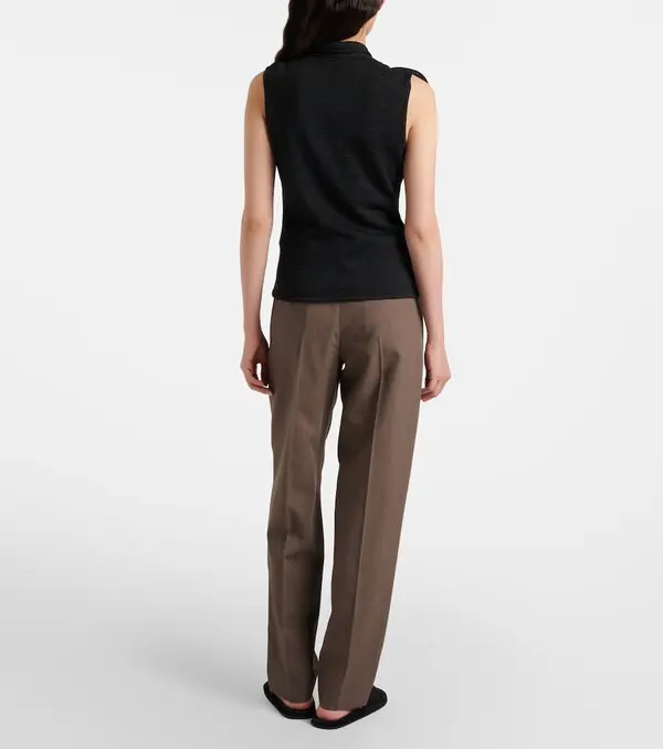 LEMAIRE Wool-blend Vest With Tie Neck - Grey