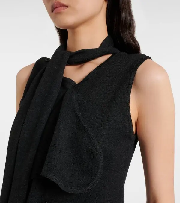 LEMAIRE Wool-blend Vest With Tie Neck - Grey