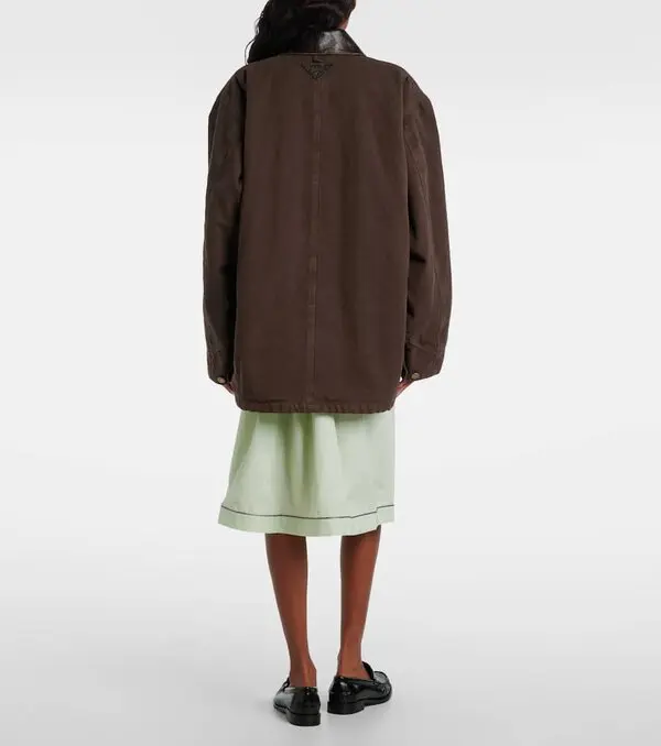 Prada Leather-trimmed Cotton Canvas Field Jacket - Brown