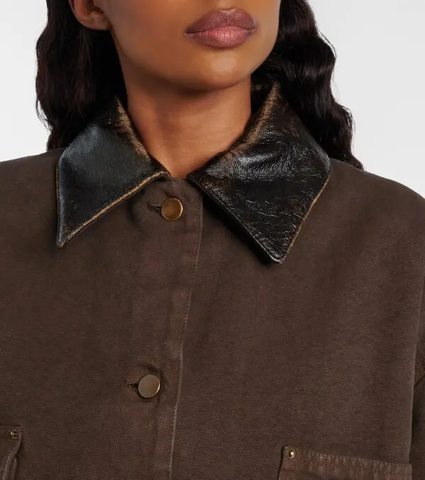 Prada Leather-trimmed Cotton Canvas Field Jacket - Brown