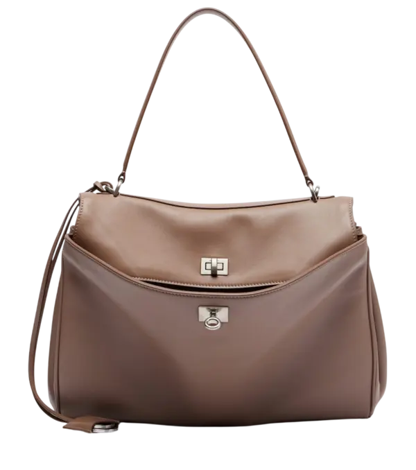 Balenciaga Rodeo Medium Leather Tote Bag - Brown
