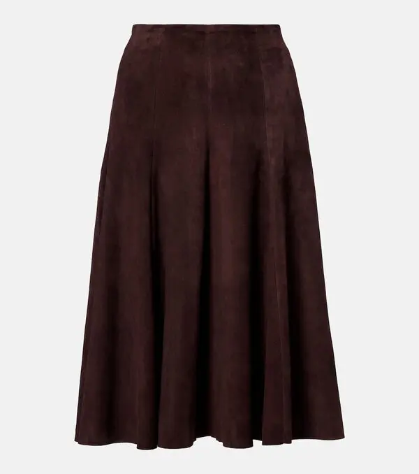 Stouls Suede Midi Skirt - Brown