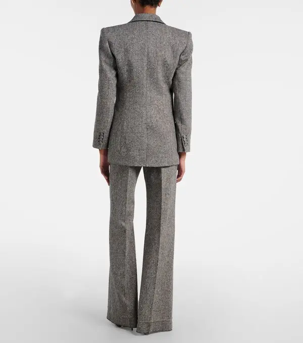 Valentino Garavani High-rise Wool-blend Wide-leg Trousers - Grey