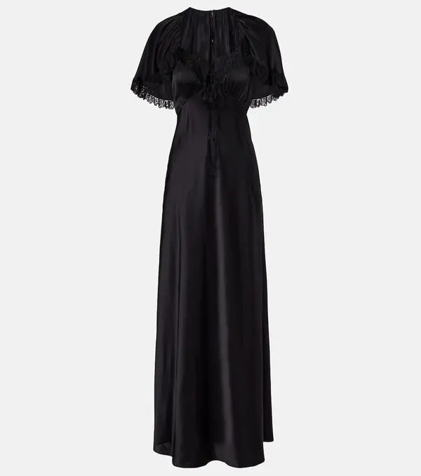 Chloé Lace-trimmed Silk Maxi Dress - Black