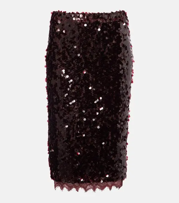Christopher Esber Opaline Sequined Midi Skirt - Red