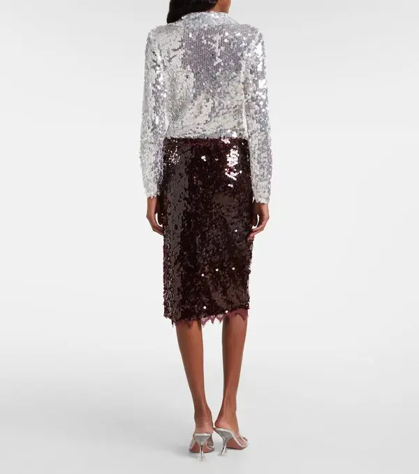 Christopher Esber Opaline Sequined Midi Skirt - Red