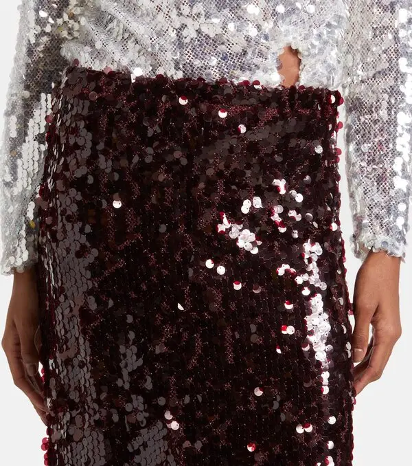 Christopher Esber Opaline Sequined Midi Skirt - Red