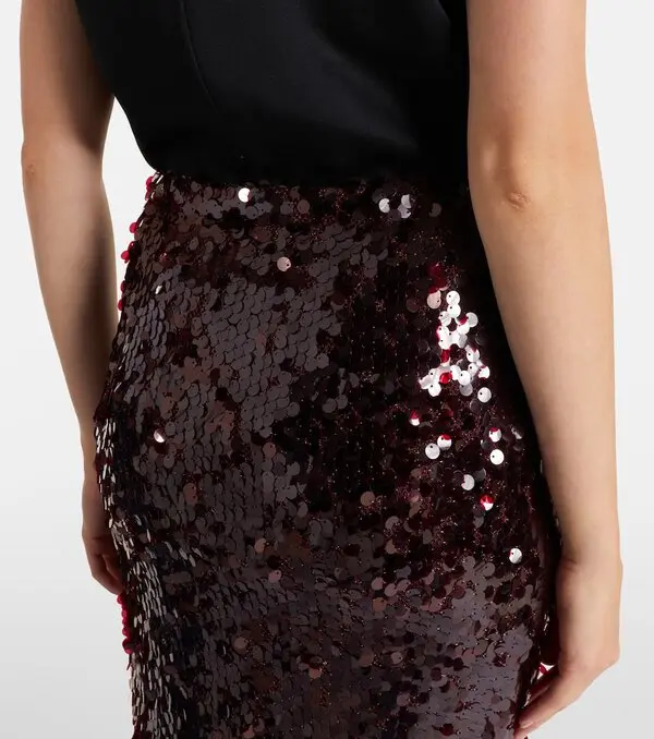 Christopher Esber Opaline Sequined Midi Skirt - Red