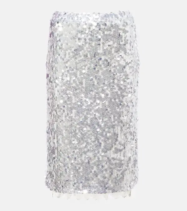 Christopher Esber Opaline Sequined Midi Skirt - Silver
