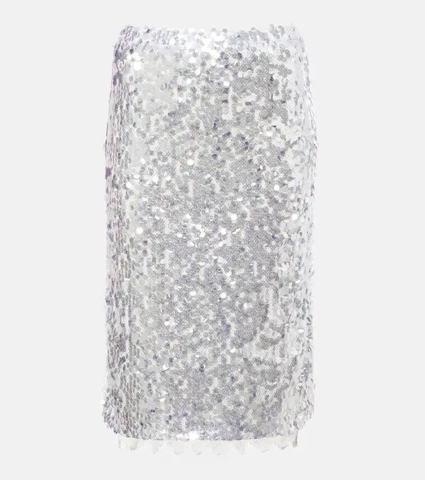 Christopher Esber Sequined Midi Skirt - Silver