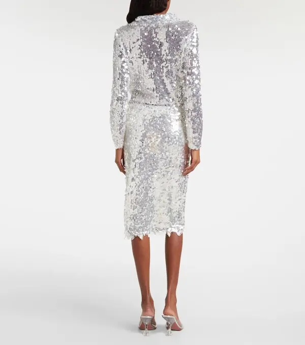 Christopher Esber Sequined Midi Skirt - Silver