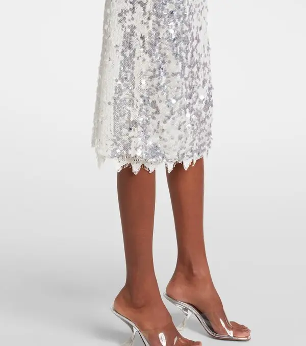 Christopher Esber Sequined Midi Skirt - Silver