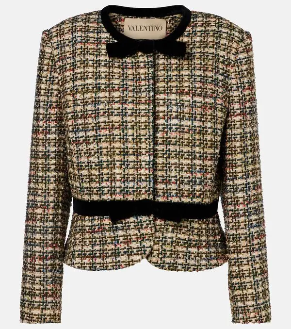 Valentino Garavani Velvet-trimmed Lamé Tweed Jacket - Multicoloured
