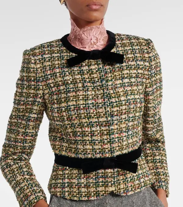 Valentino Garavani Velvet-trimmed Lamé Tweed Jacket - Multicoloured