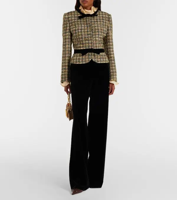 Valentino Garavani Velvet-trimmed Lamé Tweed Jacket - Multicoloured