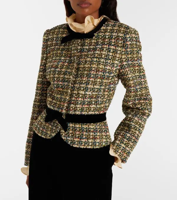Valentino Garavani Velvet-trimmed Lamé Tweed Jacket - Multicoloured