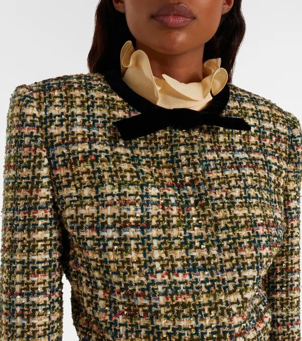 Valentino Garavani Velvet-trimmed Lamé Tweed Jacket - Multicoloured