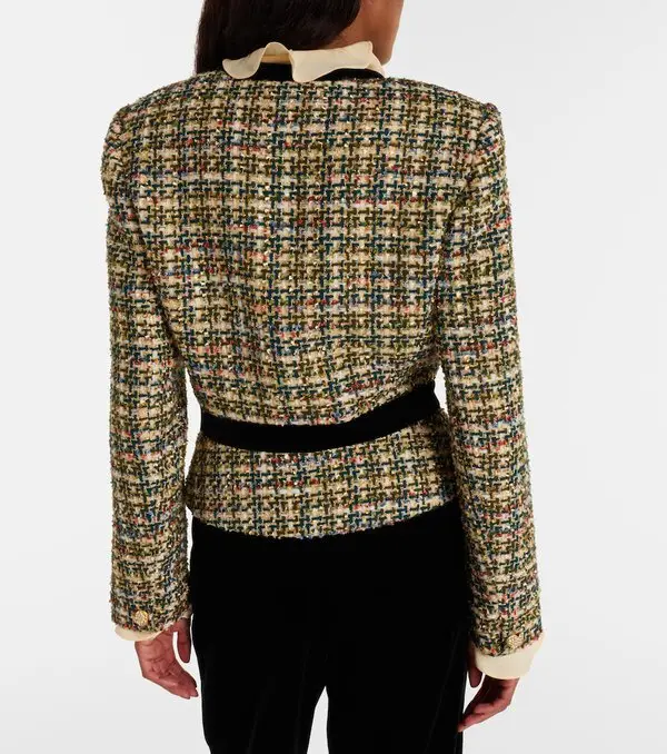 Valentino Garavani Velvet-trimmed Lamé Tweed Jacket - Multicoloured