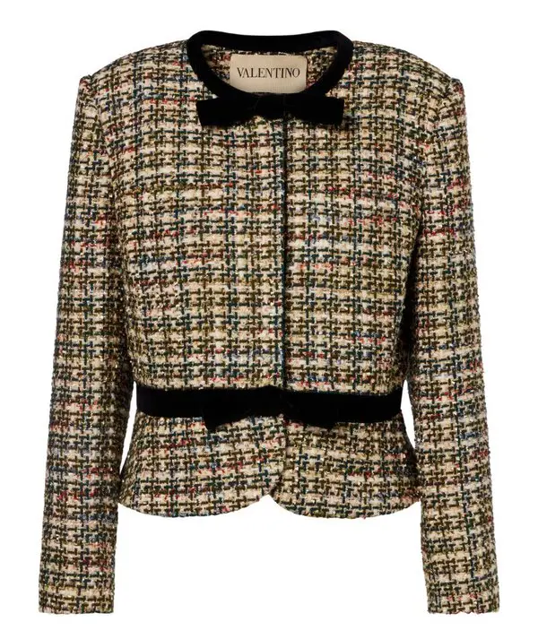 Valentino Garavani Velvet-trimmed Lamé Tweed Jacket - Multicoloured