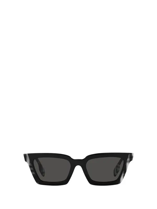 Burberry Square Frame Sunglasses - Black / Check White Black