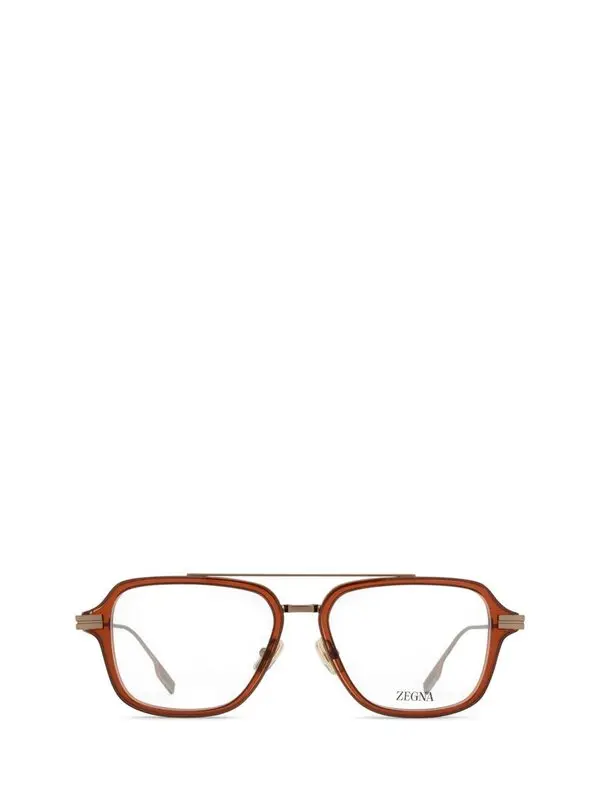Zegna Aviator Eyeglasses - Shiny Light Brown