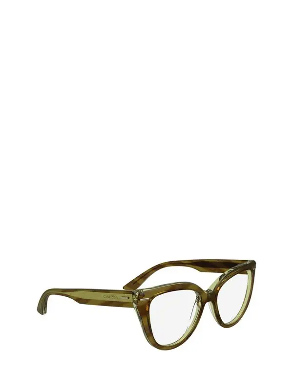 Calvin Klein Cat-eye Eyeglasses - Striped Brown / Yellow