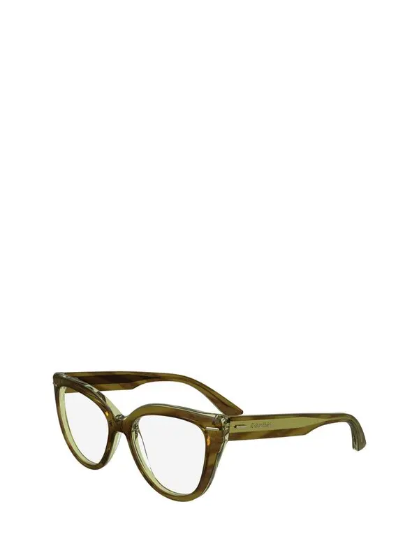 Calvin Klein Cat-eye Eyeglasses - Striped Brown / Yellow