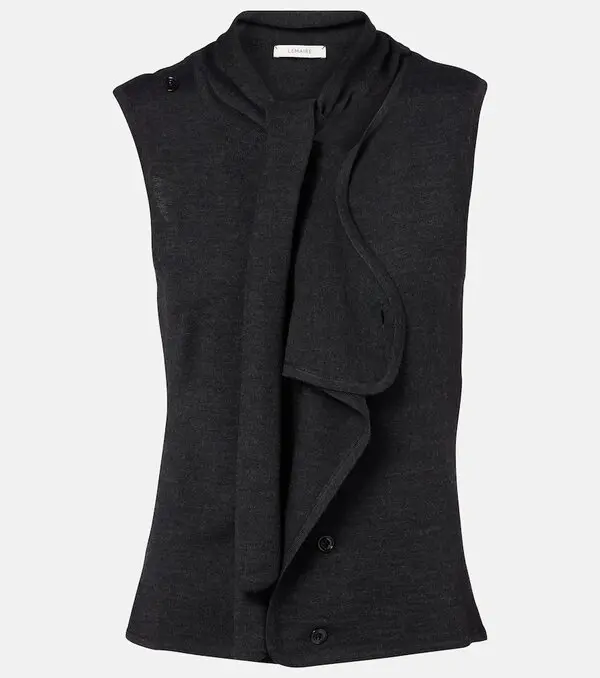 LEMAIRE Asymmetric Tie-neck Wool-blend Vest