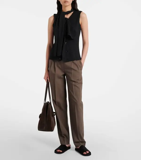 LEMAIRE Asymmetric Tie-neck Wool-blend Vest