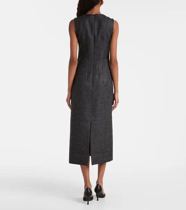 EMILIA WICKSTEAD Hartley Houndstooth Wool-blend Midi Dress