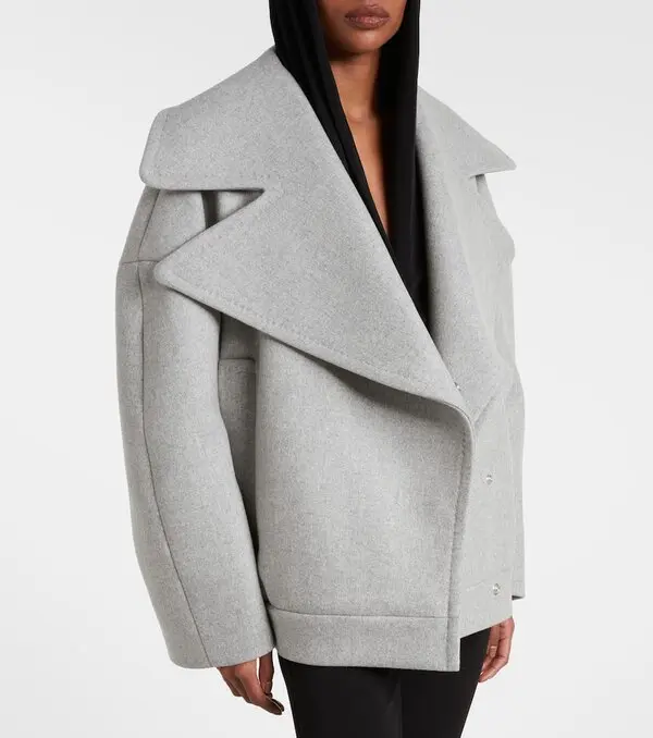 Balmain Oversized Wool And Cashmere Pea Coat